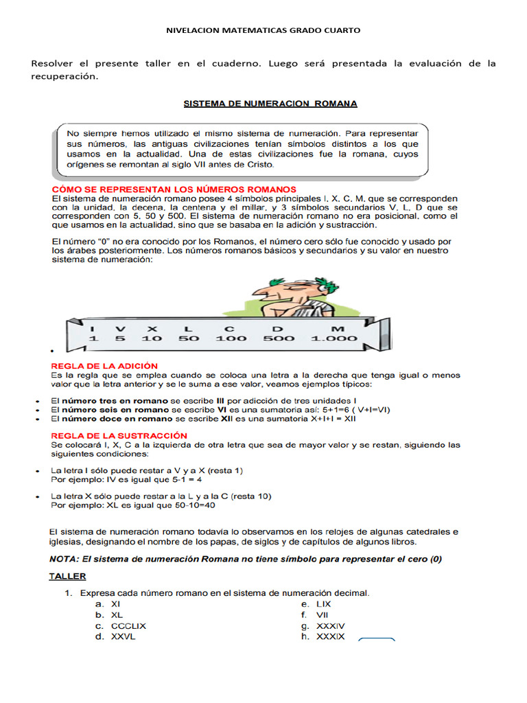 Nivelacion Matematicas Grado 4° Primer Periodo | PDF