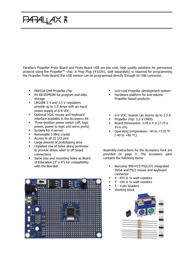 Propeller Proto Board Manual v1.3 | PDF | Usb | Electrical Connector