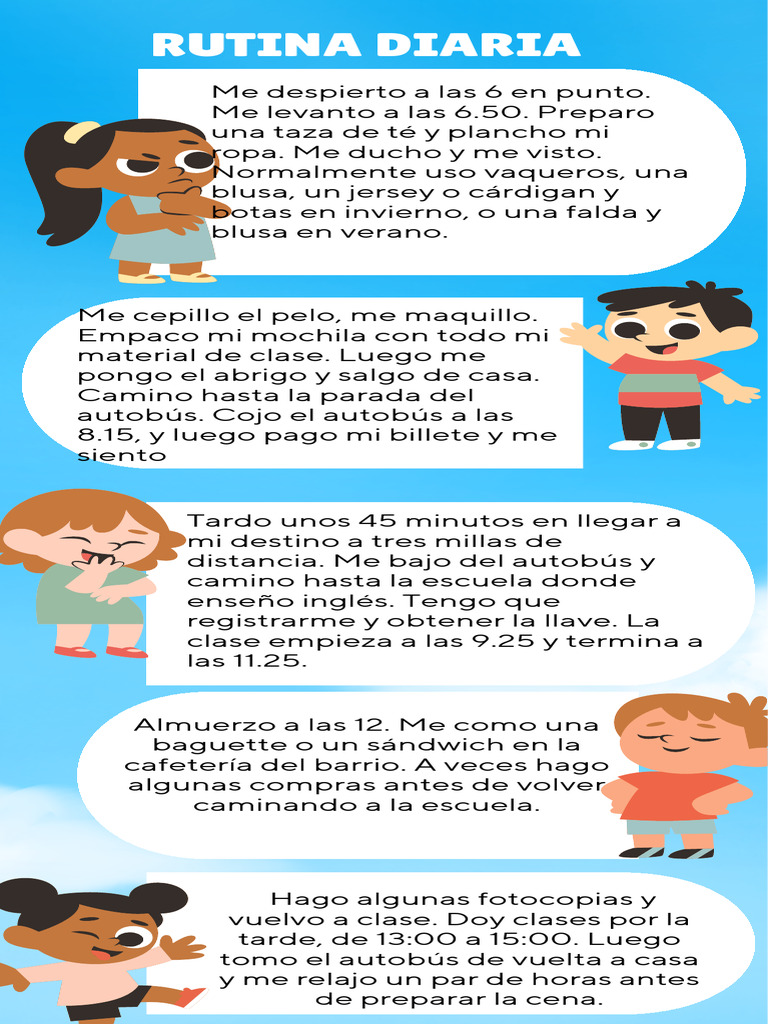 Rutina diaria de un profesor de inglés | PDF