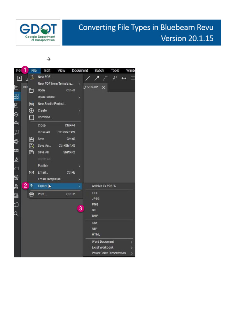 QRG - Bluebeam Revu - Converting File Types | PDF