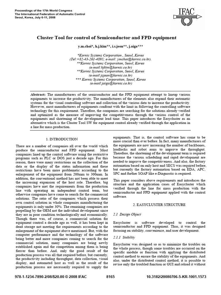 Cluster Tool Control Software Overview | PDF | Graphical User ...