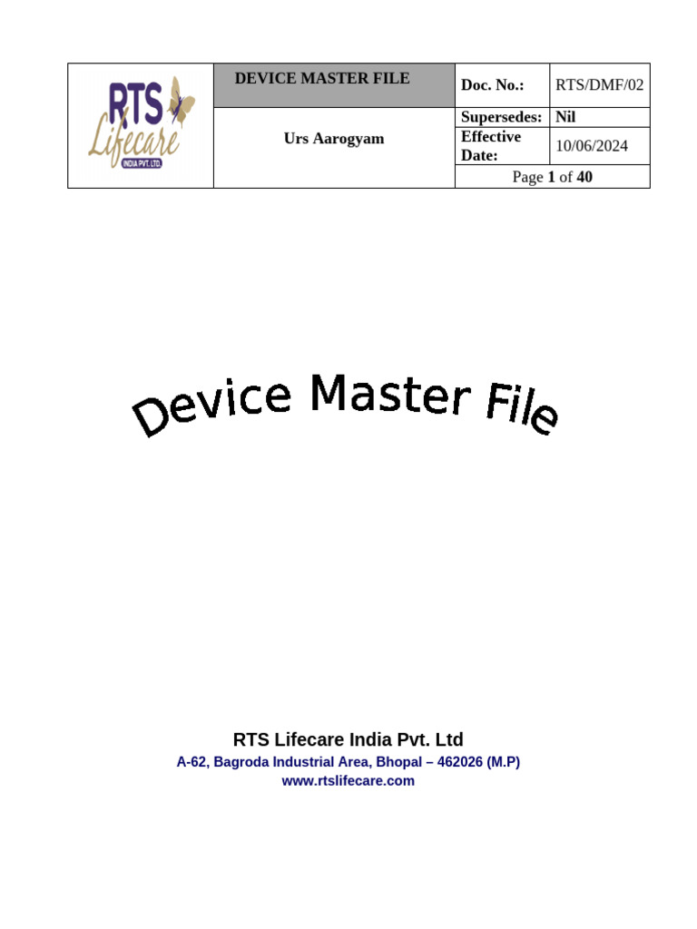 Device Master File for Urine Test Strips | PDF | Urine | White Blood Cell
