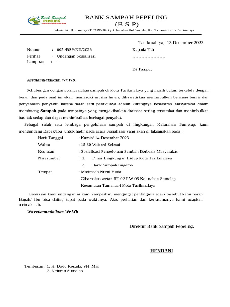 Surat Undangan pepeling | PDF