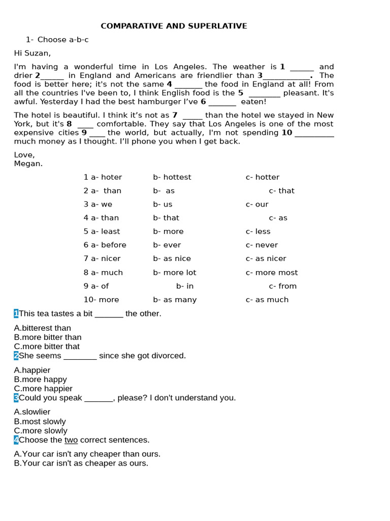 Comparative and Superlative Usage Guide | PDF