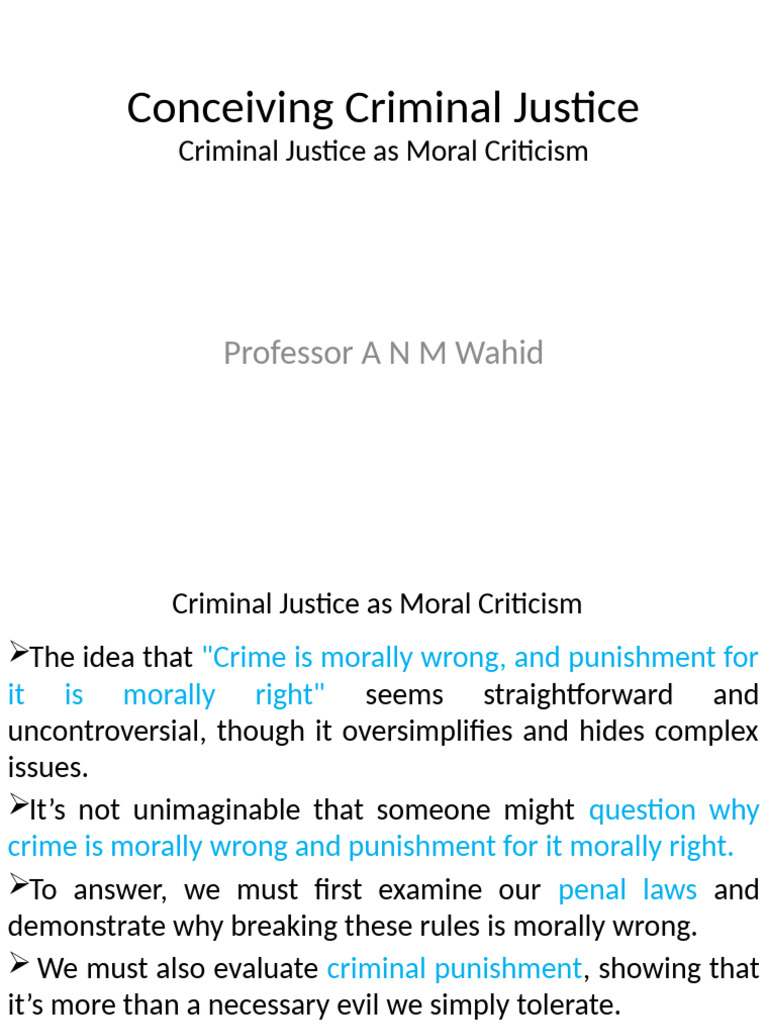 Lec5 Conceiving Criminal Justice As Moral Criticism | PDF | Crimes ...