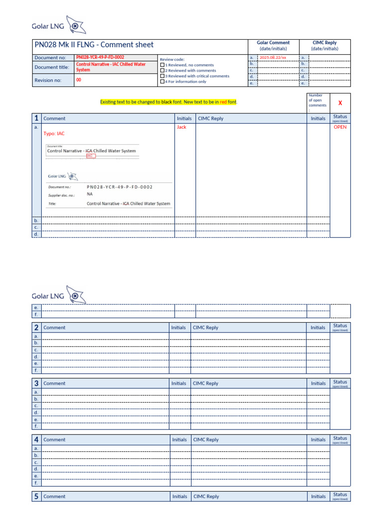Control Narrative - ICA Chilled Water System (Golar Comments YYYY-MM-DD ...