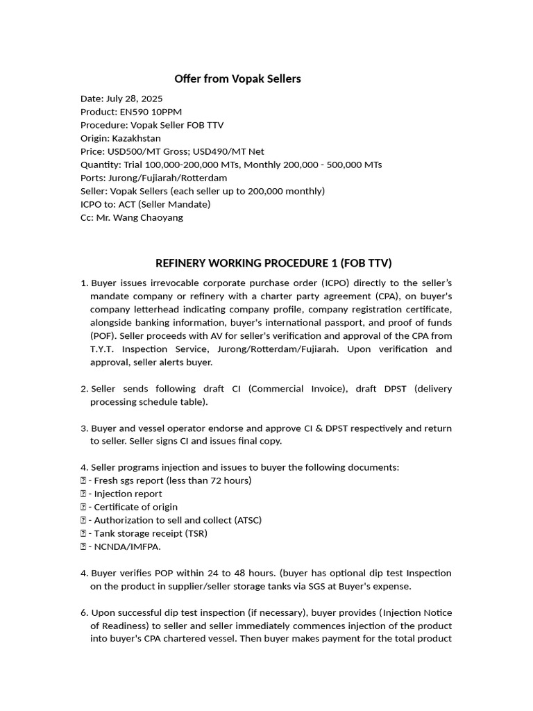 Vopak Seller's TTV Procedure | PDF