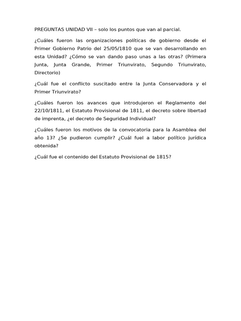 Preguntas Unidad VII | PDF