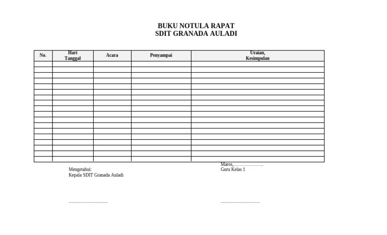 Buku Notula Rapat | PDF