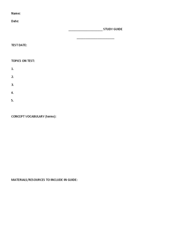 Study Guide Template | PDF