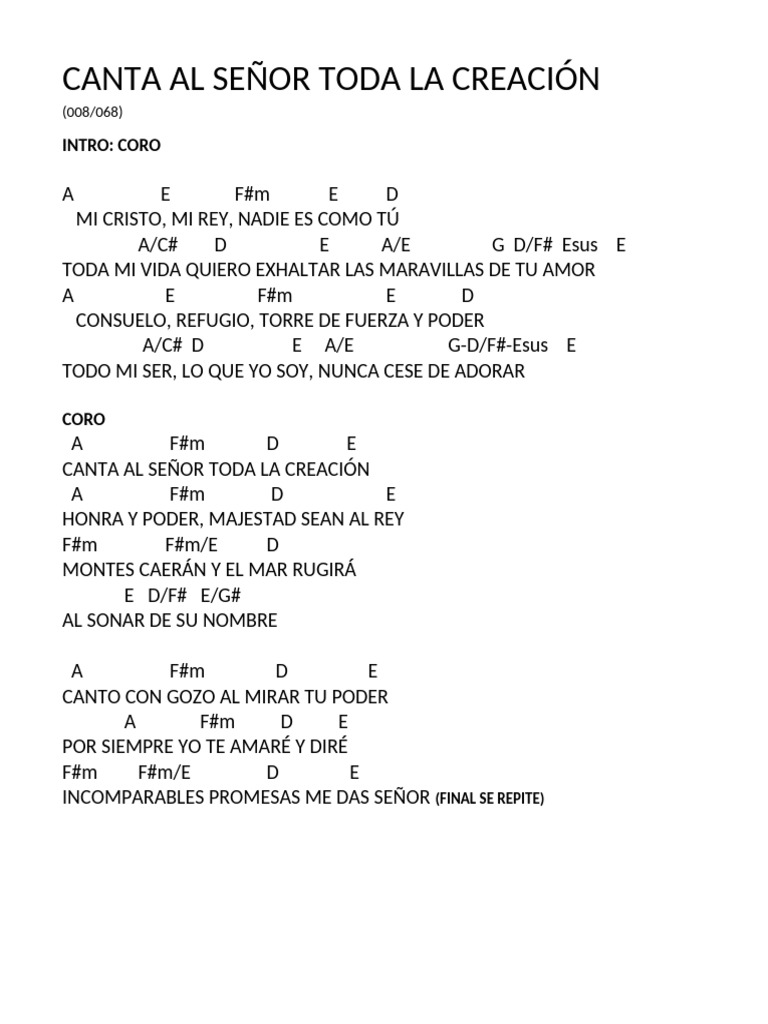 Canta al Señor: Toda la Creación | PDF
