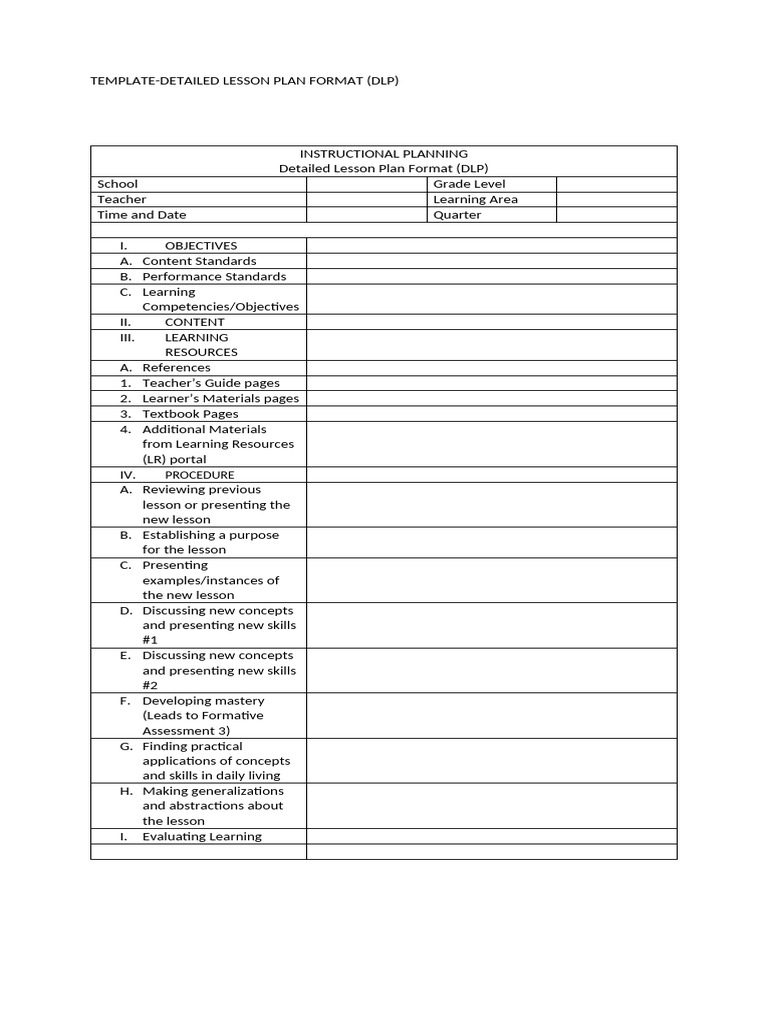 TEMPLATE DLP (5) .Docx?lmsauth 958f99f7 | PDF | Lesson Plan | Learning