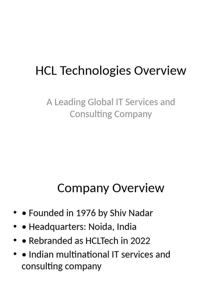 HCL Technologies Company Overview | PDF