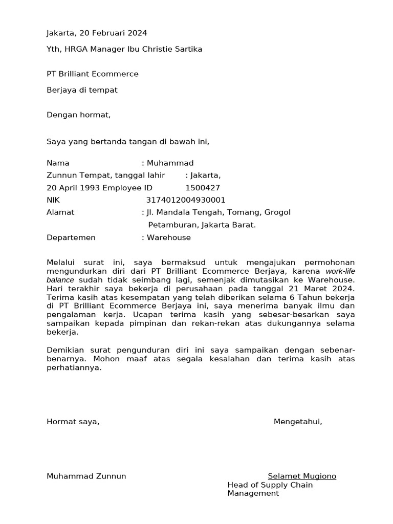 Surat Resign | PDF