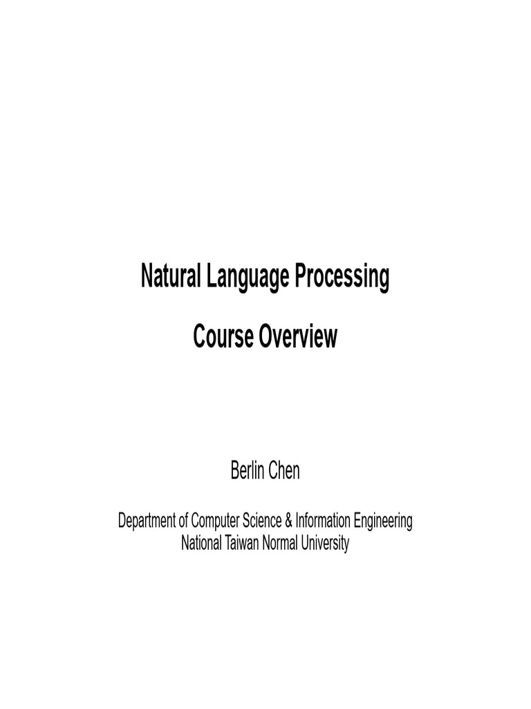 NLP Course Overview and Objectives | PDF | Artificial Intelligence ...