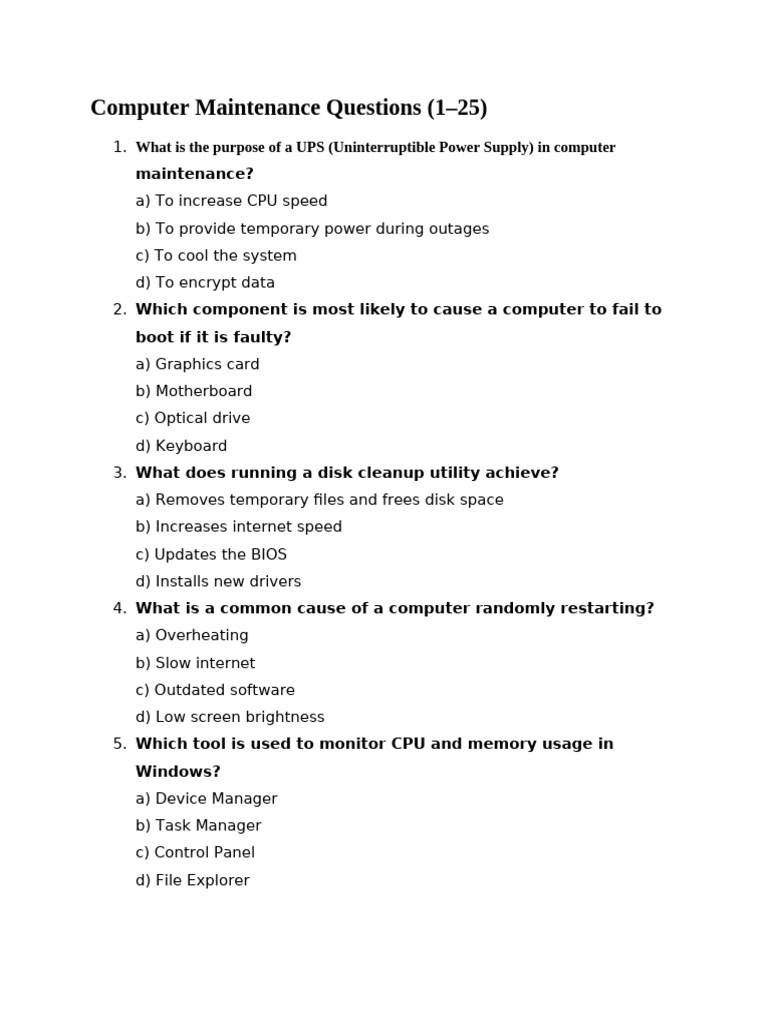Computer Maintenance Q&A Guide | PDF | Computer Network | Router ...