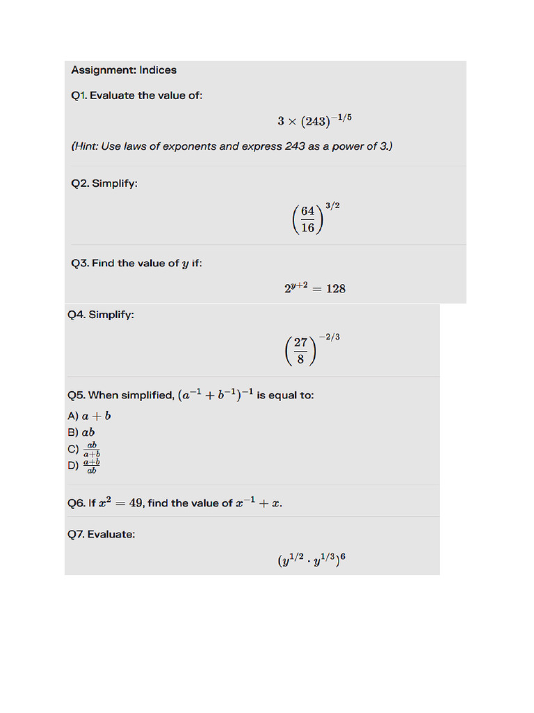 Assignment Indices | PDF