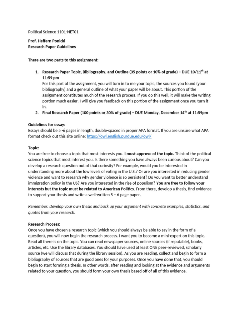 Paper Guidelines POLS 1101 VCM01 | PDF | Thesis | Essays