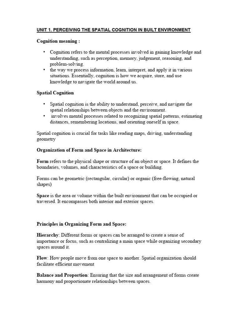Understanding Spatial Cognition in Architecture | PDF | Perception ...