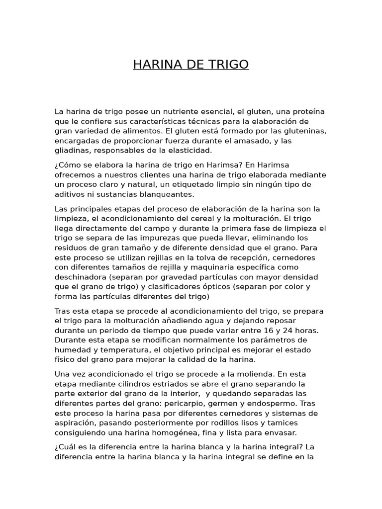 Proceso y Beneficios de Harina de Trigo | PDF | Harina | Trigo