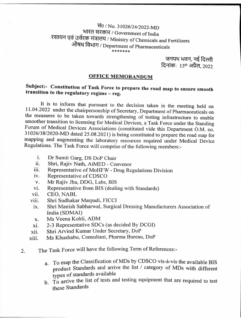 Constitution of Task Force | PDF