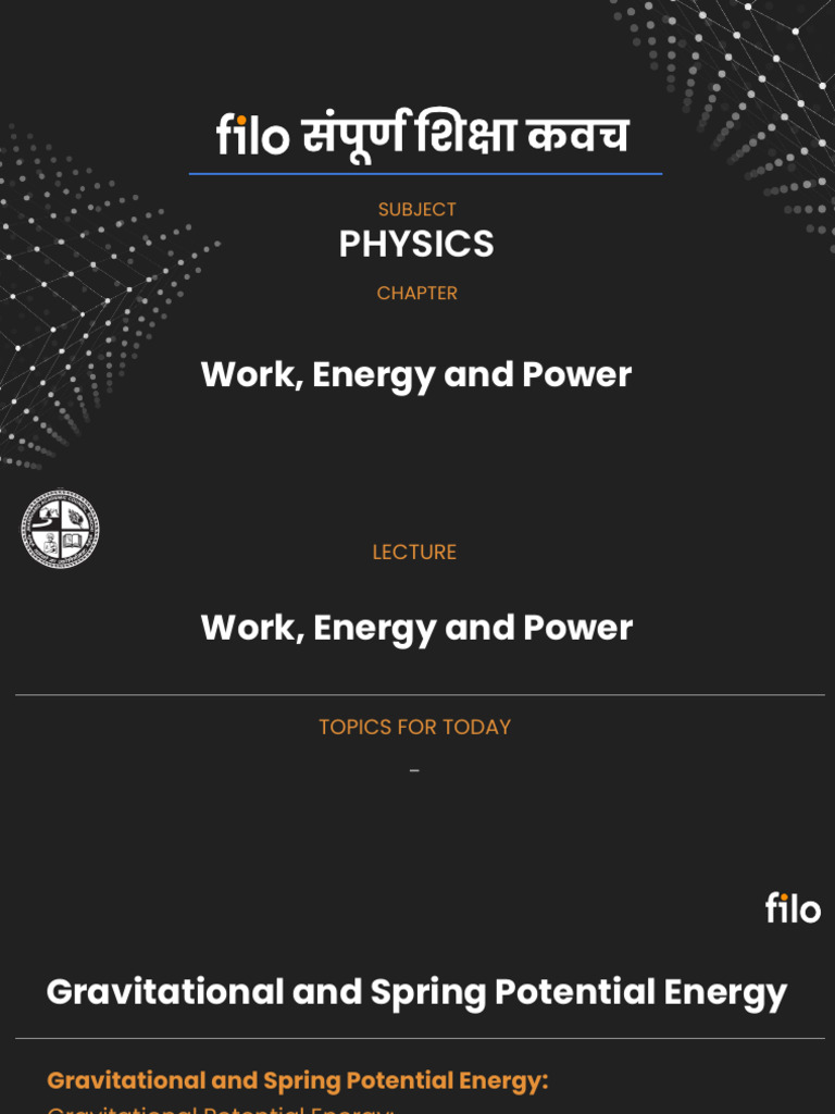 Work, Energy and Power - 4 | PDF | Power (Physics) | Potential Energy