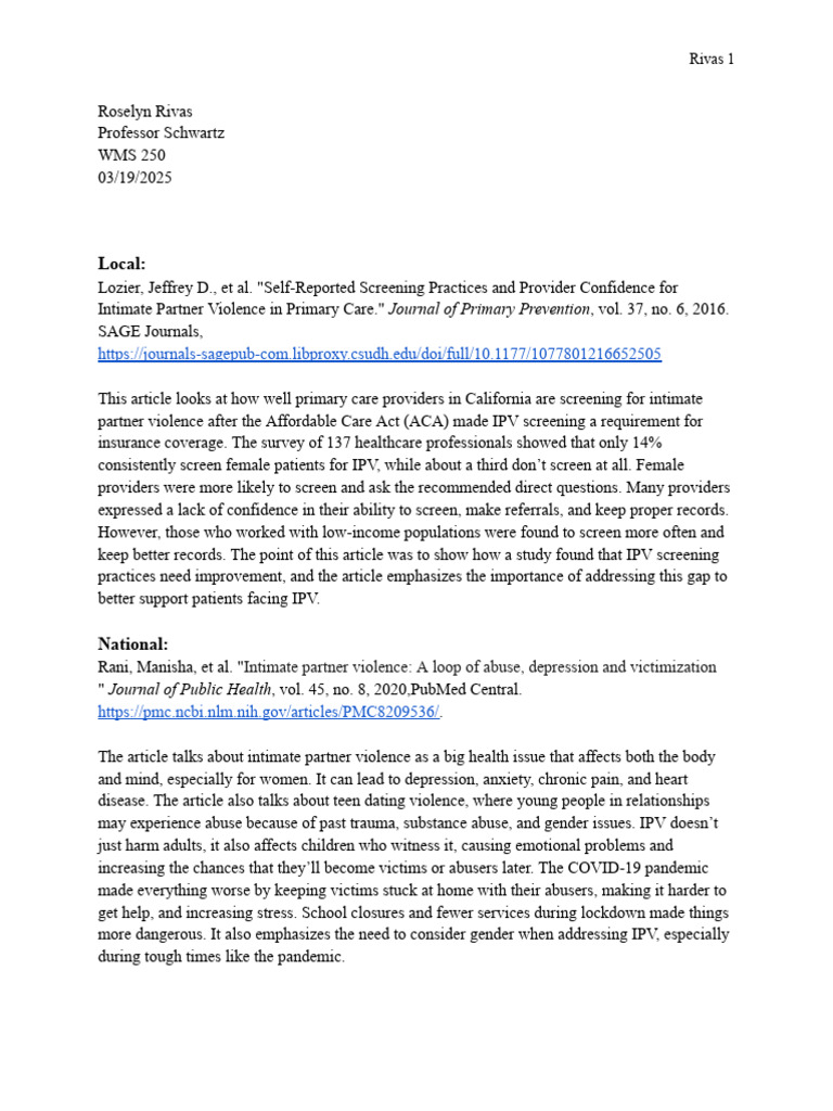 Roselyn Rivas-Feminist Activism Project Step 2 - Research Annotation ...