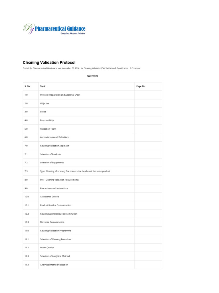Cleaning Validation Protocol | PDF | Verification And Validation | Detection Limit