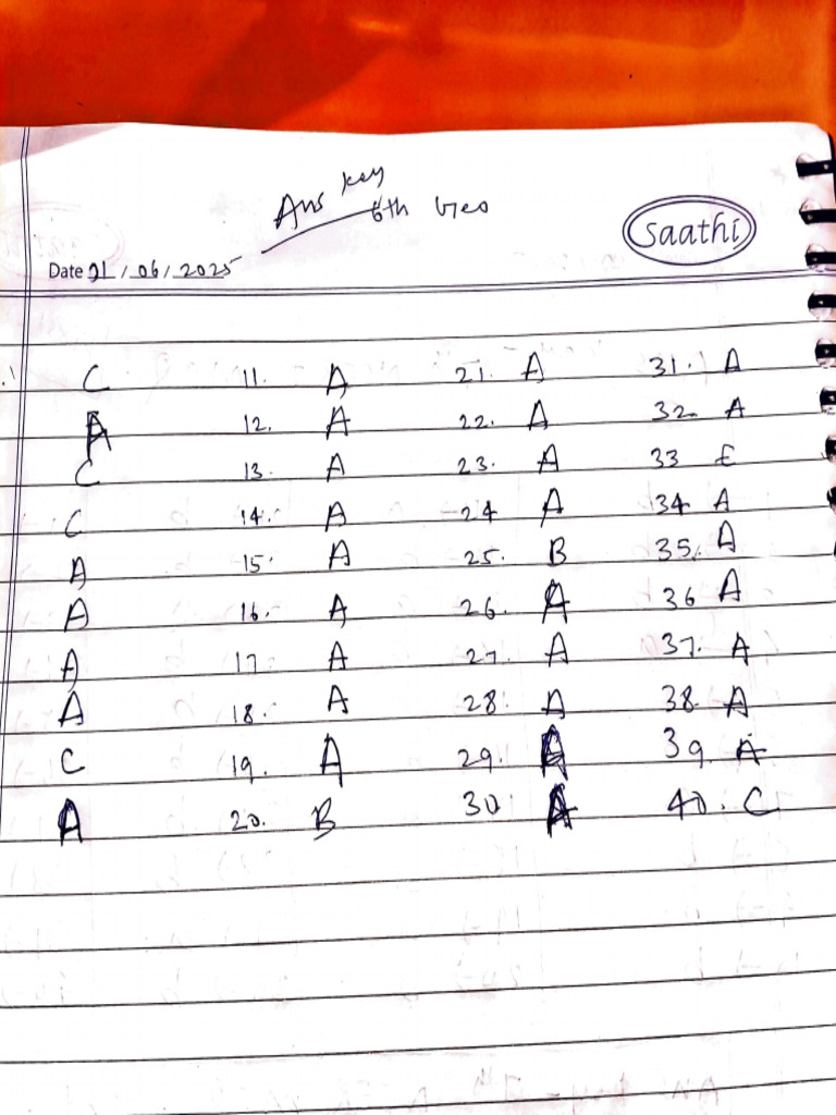 6th Geo Ans Key 01.06.2025 | PDF