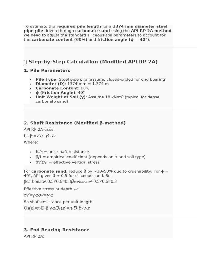 Pile Length Calculation for Steel Pipe | PDF
