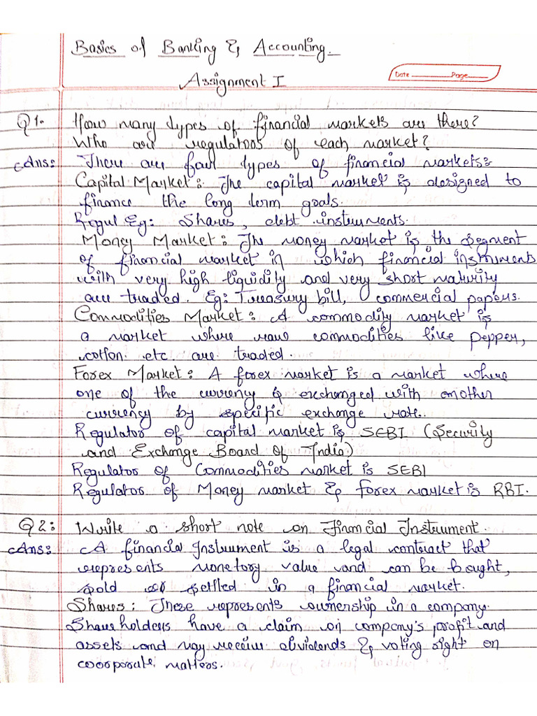 Basics of Banking and Accounting Assignment 1 | PDF