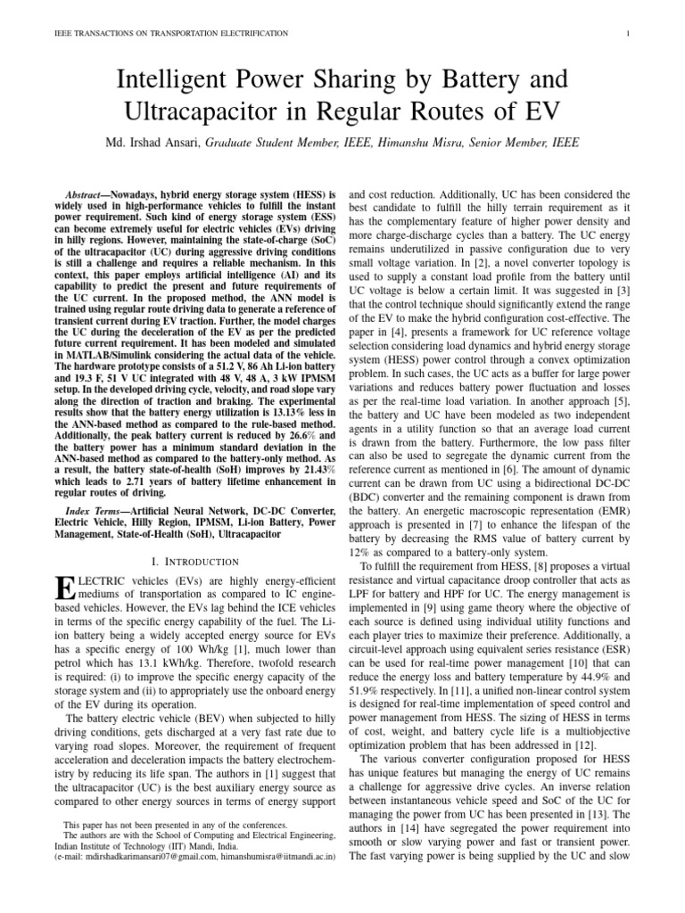 Intelligent Power Sharing by Battery and Ultracapacitor in Regular ...