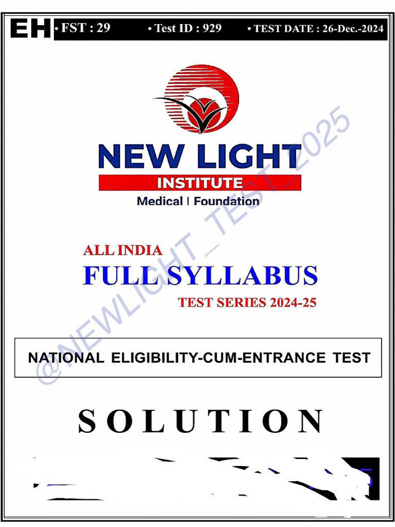 FST-29 (26-Dec-2024) (EH) Solution | PDF | Applied And Interdisciplinary Physics | Physical ...