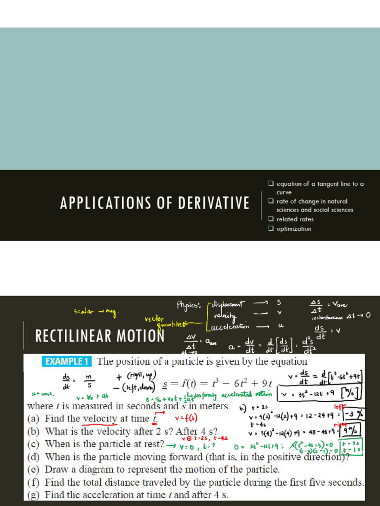 Applications of Derivatives in Motion & Rates | PDF | Prices | Area