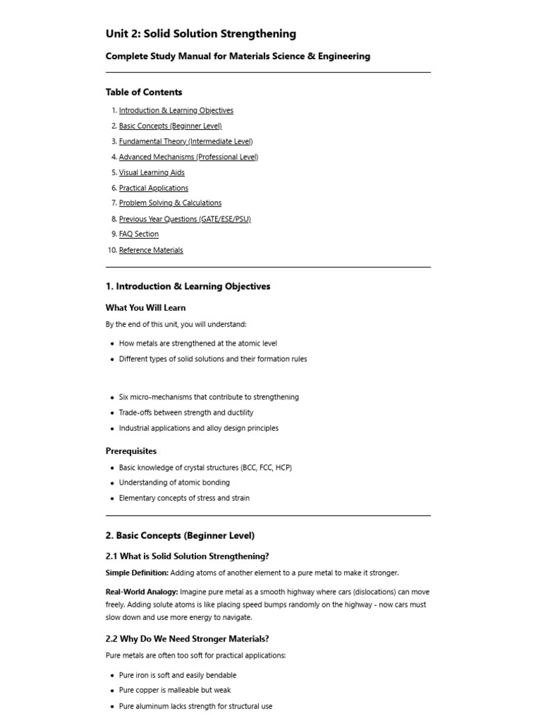 2 T Solid Solution Strengthening Complete Study Manual Pdf