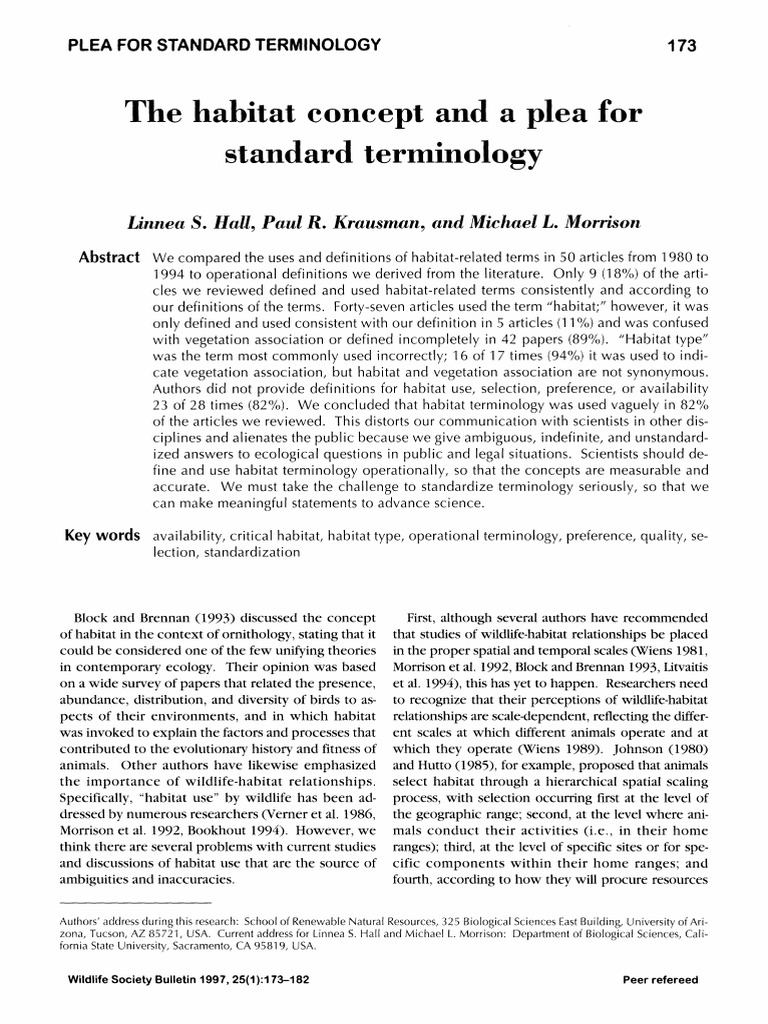 The Habitat Concept and a Plea for Stand | PDF | Ecology | Ecological ...