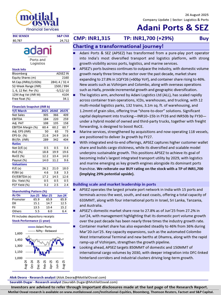 Adsez 20250826 Mosl Cu PG010 | PDF | Financial Accounting | Economies
