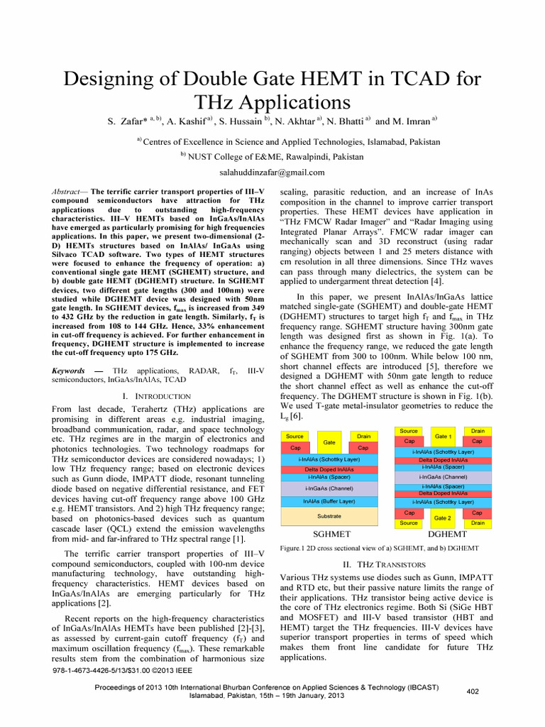 Designing of Double Gate HEMT in TCAD For THZ Applications | PDF ...
