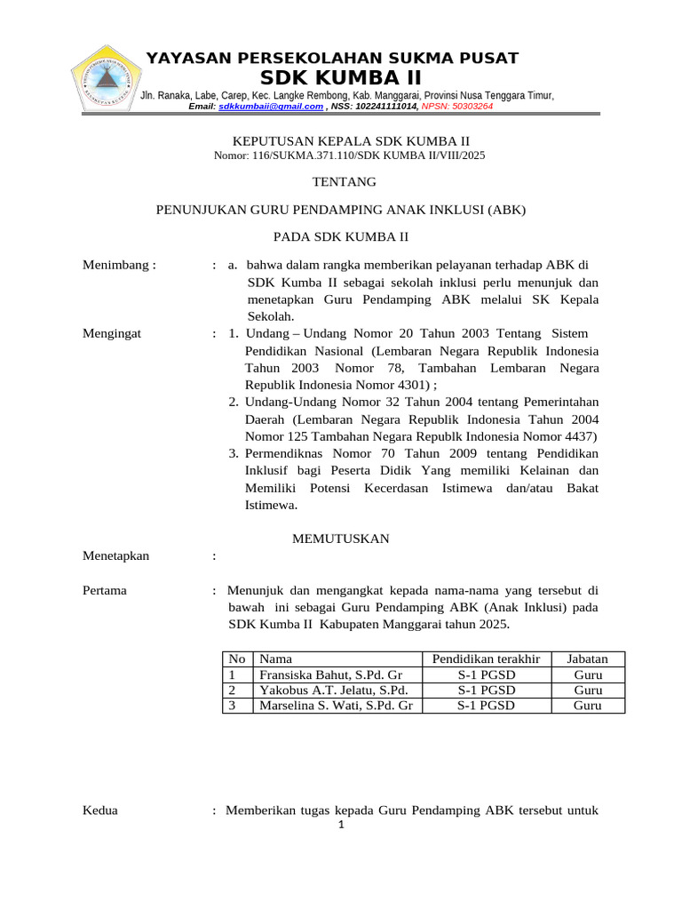 Sk Guru Pendamping Abk Sdk Kumba 2 | PDF