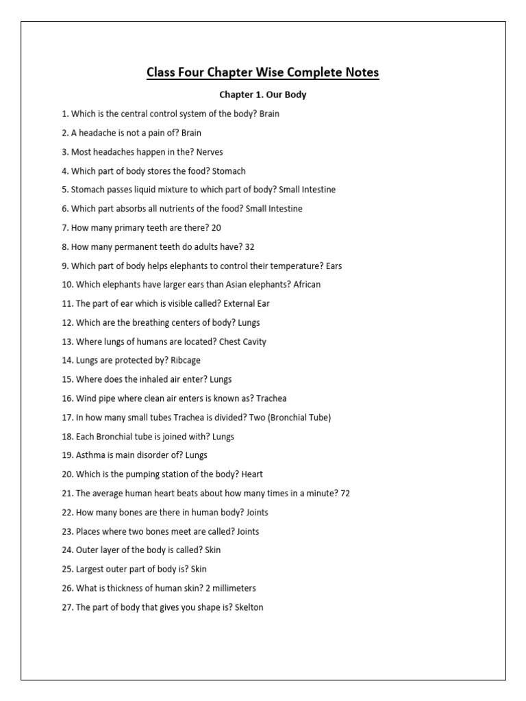 Class 4 Complete Chapter Notes | PDF | Vitamin | Atoms