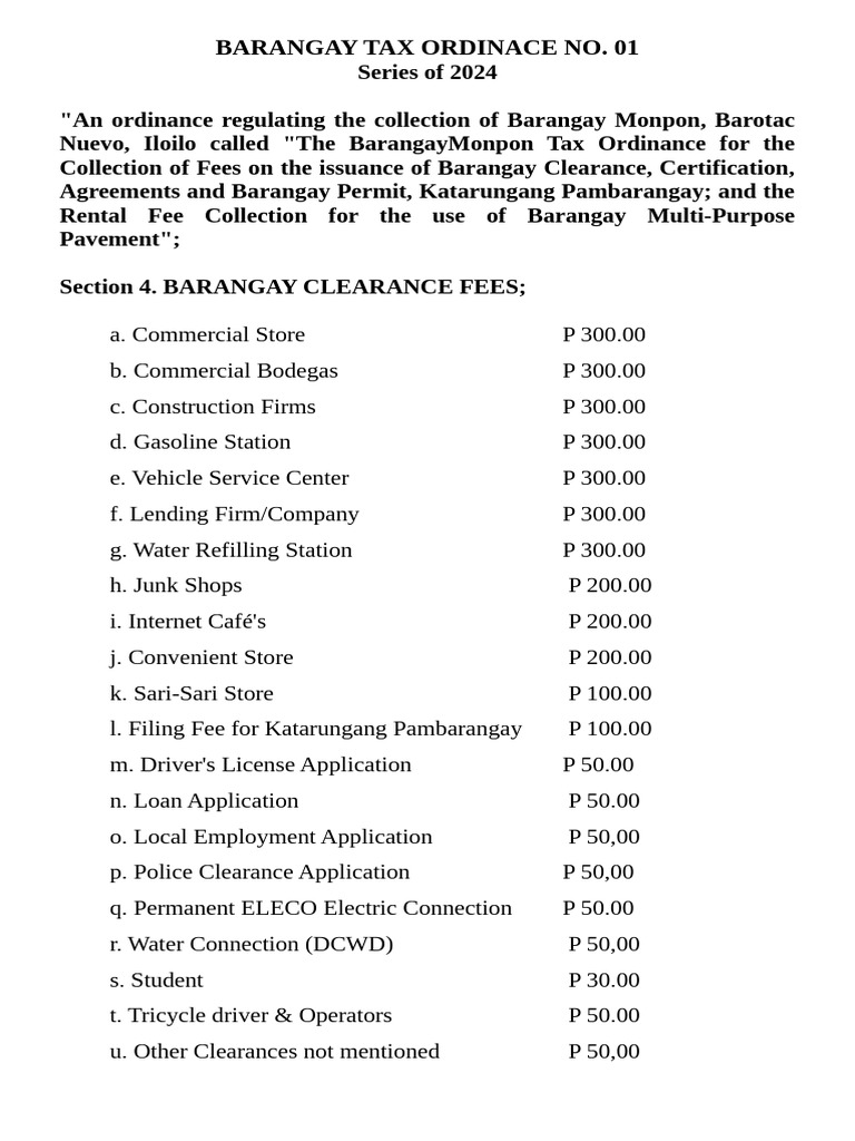 Barangay Tax Ordinace No11111 | PDF