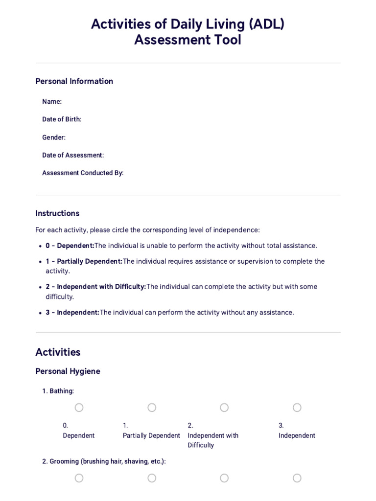ADL Assessment Format | PDF