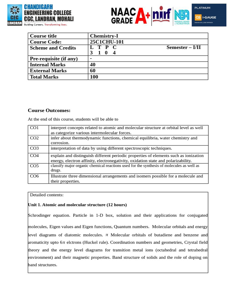 Chemistry Theory Syllabus | PDF | Molecules | Chemical Reactions