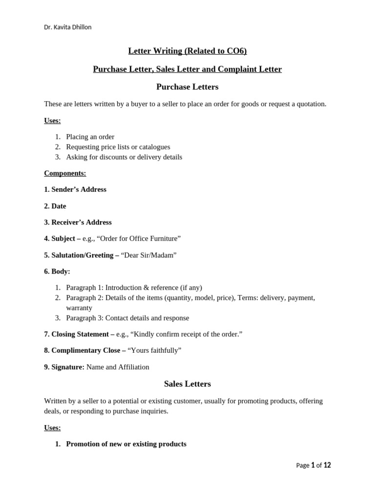 EPC Letters: Types and Samples | PDF | Sales