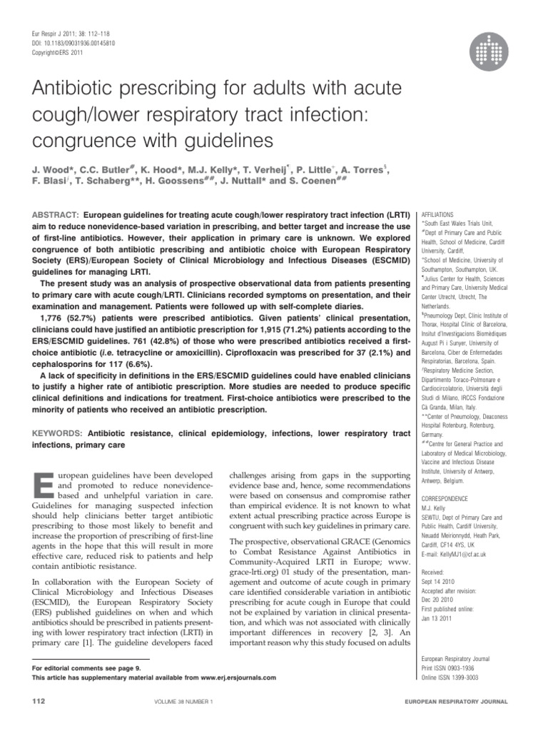 Antibiotic Use in Acute Cough Guidelines | PDF | Pneumonia | Chronic ...