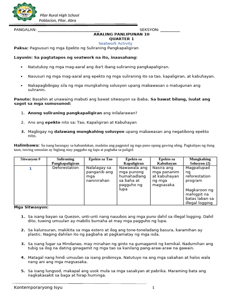 Activity Sheet 3 | PDF