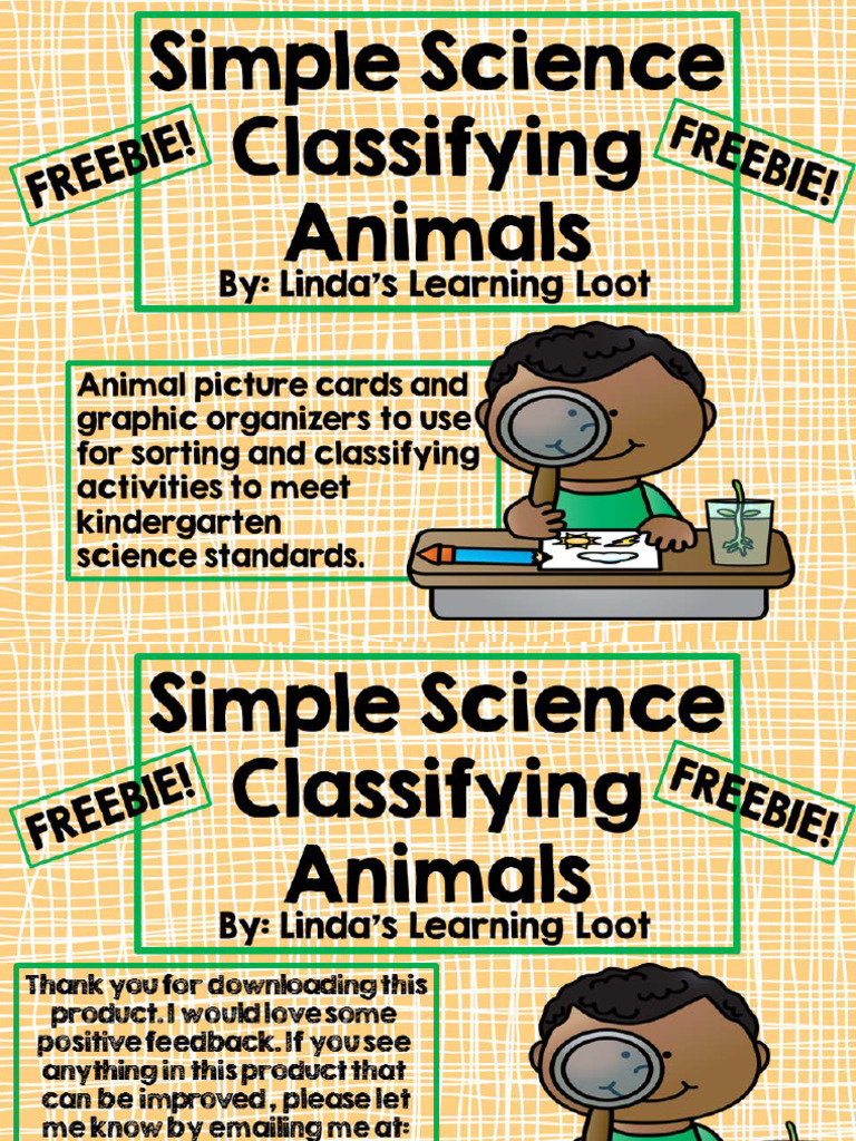FreebieSimpleScienceClassifyingAnimalsKindergarten 1 | PDF