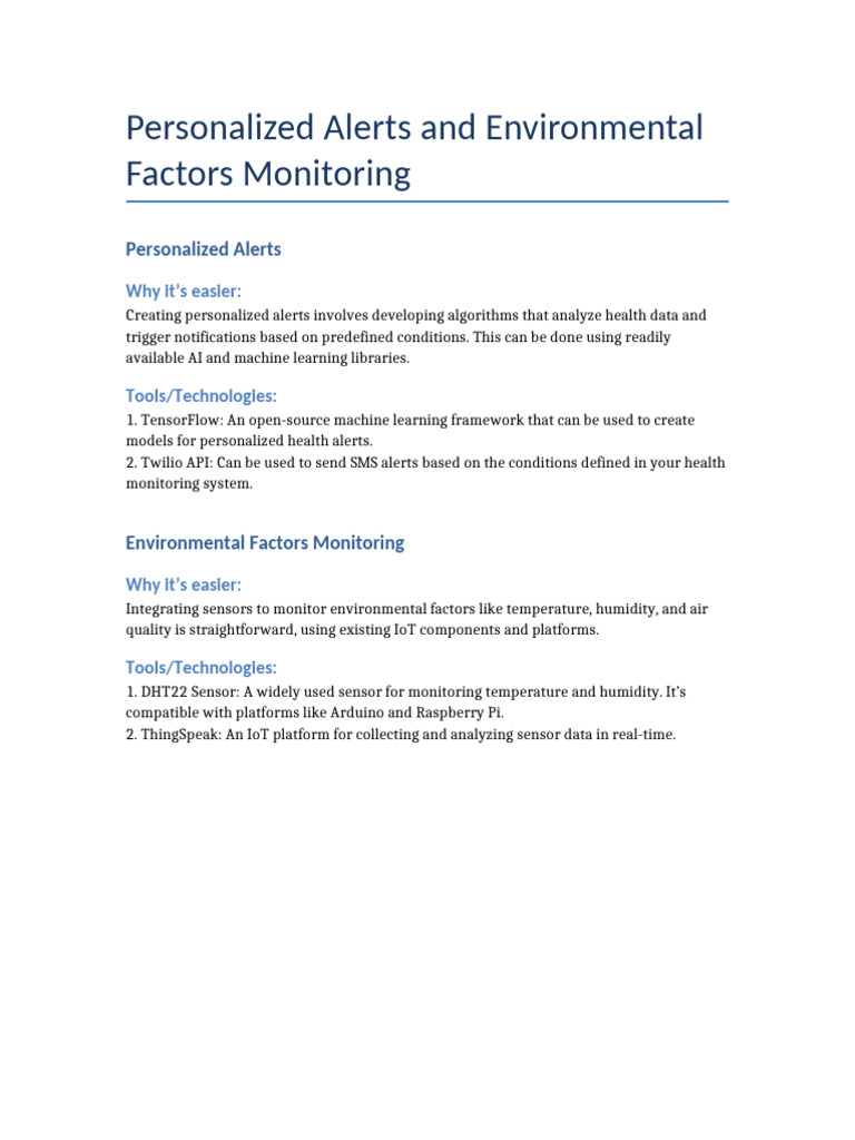 Merged Personalized Alerts and Environmental Factors Monitoring | PDF