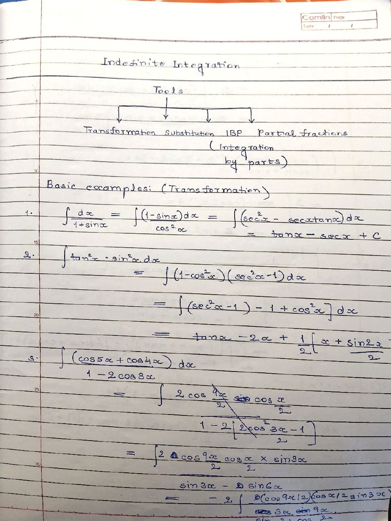 Indefinite Integration Wave Optics Notes Wave Optics Notes | PDF