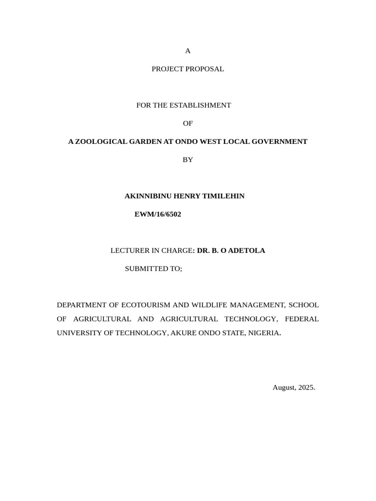 Proposal For Zoo Establishment | PDF | Zoo | Conservation Biology